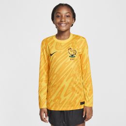 FFF (Women's Team) 2024/25 Stadium Goalkeeper Nike Replika Fußballtrikot mit Dri-FIT-Technologie für ältere Kinder - Gelb