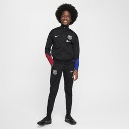 FC Barcelona Strike Nike Dri-FIT-Fußball-Trainingsanzug aus Strickmaterial für ältere Kinder - Schwarz