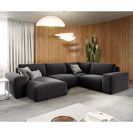 DeLife Wohnlandschaft Lanzo L 330x230 cm Mikrofaser Schwarz Recamiere variabel