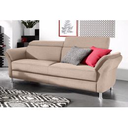 Sit & More 3-Sitzer SIT & MORE "Avignon", beige, B:194cm H:97cm T:100cm, Struktur gropb ( 100% Polypropylen);Struktur (100% Polyester);Struktur fein ( 100% Polyester), Sofas, inklusive Kopfteilverstellung
