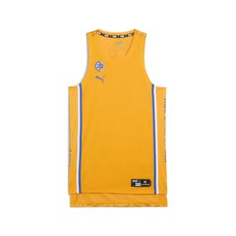 Trainingsshirt Puma "Maccabi Game Basketballtrikot Herren" Gr. L, gelb (gold fusion gelb), Herren, Obermaterial: 100% Polyester; Seite: 100% Polyester; Hinterer Einsatz: 100% Polyester, clean, Shirts