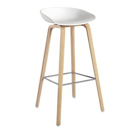 Hay - About A Stool AAS 32 H 85 cm, Eiche geseift / Edelstahl / white 2.0 (Kunststoffgleiter)