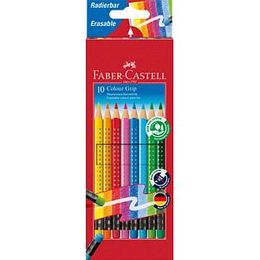 Faber-Castell Radierbare Grip Buntstifte farbsortiert, 10 St.