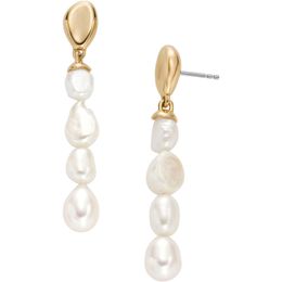 Paar Ohrstecker Skagen "Schmuck Geschenk Edelstahl Ohrringe AGNETHE PEARL, SKJ1827710" Gr. Edelstahl-Perlen, weiß (gelbgoldfarben, weiß) Damen mit Süßwasserzuchtperle