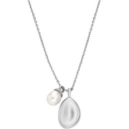 Kette mit Anhänger Skagen "Schmuck Geschenk Edelstahl AGNETHE PEARL PEBBLE, SKJ1831040" Halsketten Gr. Edelstahl-Perlen, Länge: 45 cm, silberfarben (edelstahlfarben, weiß) Damen mit Süßwasserzuchtperle