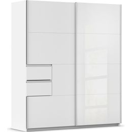 Schwebetürenschrank Rauch "Kleiderschrank Schrank Garderobe Wäscheschrank LUZIA in 2 Breiten" Schränke Gr. B/H/T: 181 cm x 210 cm x 62 cm, 2 St., weiß (alpinweiß, glas kristallweiß) mit 2 Schubladen Glastür in modernen Dekor-Farben MADE IN GERMANY