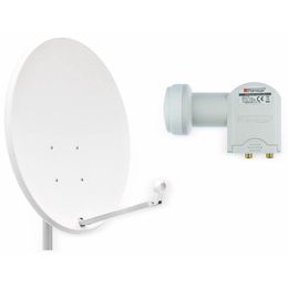 RED OPTICUM Set SAT-Antenne QA60 lichtgrau, mit Twin-LNB
