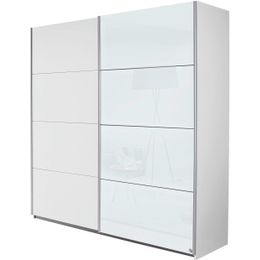 Schwebetürenschrank Rauch "Subito Kleiderschrank Bestseller" Schränke Gr. B/H/T: 136 cm x 197 cm x 61 cm, 1 Weißglas- und 1 Dekortür, 2 St., weiß (weiß, weißglas) Schlafzimmerschrank Garderobe mit 4 Glaselementen