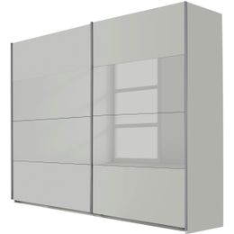 Schwebetürenschrank Rauch "Quadra Bestseller Schlafzimmerschrank in vielen Breiten" Schränke Gr. B/H/T: 271 cm x 230 cm x 62 cm, 2 St., grau (seidengrau, seidengrauglas) Kleiderschrank Garderobenschrank Schrank mit Glaselementen