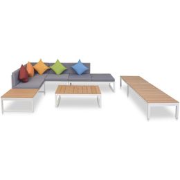 vidaXL - 5-tlg. Garten-Lounge-Set mit Auflagen Aluminium und wpc