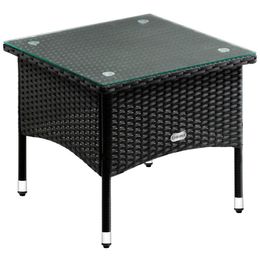 Casaria Deuba Gartentisch Beistelltisch Polyrattan 50x50x45cm schwarz