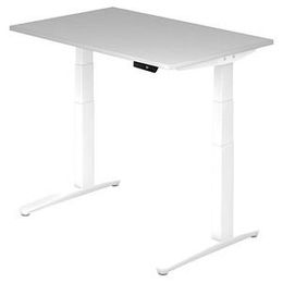 Hammerbacher XBHM12 elektrisch höhenverstellbarer Schreibtisch lichtgrau rechteckig, C-Fuß-Gestell weiß 120,0 x 80,0 cm