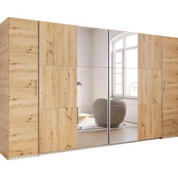 Schwebetürenschrank Rauch "Kleiderschrank Drehtürenschrank Schrank Garderobe KRONACH TOPSELLER" Schränke Gr. B/H/T: 354 cm x 210 cm x 59 cm, 4 St., braun (eiche artisan) mit Dreh- und Schwebetüren Spiegel, viele Böden MADE IN GERMANY