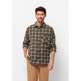 Flanellhemd Jack Wolfskin "MORGENLUFT SHIRT M" Gr. M (50), Normalgrößen, grün (island, moss, 41) Herren Hemden