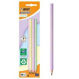 BIC EVOLUTION PASTEL Bleistifte HB 2x lila, grün, gelb, rosa, 5 St.