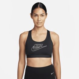 Nike Swoosh Medium Support Sport-BH mit Polster und Logo für Damen - Schwarz