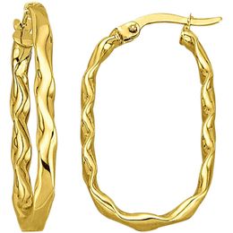 Paar Creolen Firetti "Schmuck Geschenk Gold 375 Ohrschmuck Ohrringe Struktur" Gr. Gelbgold 375, gelb (gelbgoldfarben) Damen Creolen