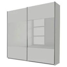 Schwebetürenschrank Rauch "Quadra Bestseller Schlafzimmerschrank in vielen Breiten" Schränke Gr. B/H/T: 226 cm x 230 cm x 62 cm, 2 St., grau (seidengrau, seidengrauglas) Kleiderschrank Garderobenschrank Schrank mit Glaselementen