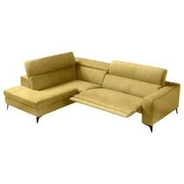 Ecksofa Egoitaliano "Edith, Designsofa mit hohem Sitzkomfort, L-Form" Sofas Gr. B/H/T: 269cm x 96cm x 203cm, Luxus-Microfaser Lederoptik, Ottomane links, gelb inkl. elektrischer Relaxfunktion und manuell verstellbaren Kopfteilen