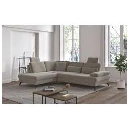 Sit & More Ecksofa SIT & MORE "Morris L-Form inkl. Sitztiefenverstellung" Sofas Gr. B/H/T: 262cm x 82cm x 212cm, Struktur weich, Ottomane links, inkl.Sitztiefenverstellung-inkl. Bettfunktion-ohne Bettkasten-ohne Armteilfunktion, beige (nature) wahlweise mit Bettfunktion, Bettkasten und Armteilverstellung