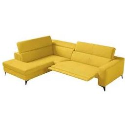 Ecksofa Egoitaliano "Edith, Designsofa mit hohem Sitzkomfort, L-Form" Sofas Gr. B/H/T: 269cm x 96cm x 203cm, Leder BULL, Ottomane links, gelb inkl. elektrischer Relaxfunktion und manuell verstellbaren Kopfteilen