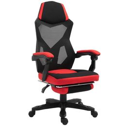 Vinsetto Ergonomischer Bürostuhl Gaming Stuhl Drehstuhl mit Fußstütze Schwarz