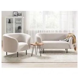 Beliani Sofa Set Polsterbezug beige / schwarz 3-Sitzer LOEN