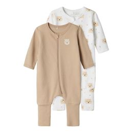 name it Schlafanzug Jungen Gr&ouml;&szlig;e 98 beige / dunkelbeige / schwarz / wei&szlig;