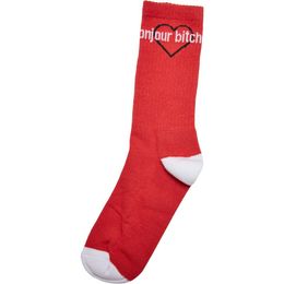 Mister Tee Socks 'Bonjour Bitches' female Red, Black, White size 47-50