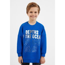 Gulliver Jungen Sweatshirt, blau, Gr. 128, bedruckt, 100% Baumwolle, Sweatshirts, mit Rundhalsausschnitt