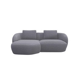 Wohnlandschaft FLEXLUX, B:217cm H:85cm T:146cm, grau, 100% Polyester, Sofas, "Torino, rund, L-Form, Sofa-Ecke mit Recamiere, Longchair-Sofa",