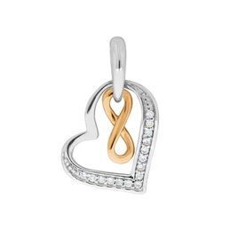 Vivance Damen Kettenanh&auml;nger "925/- Sterling Silber rhodiniert teils rosevergoldet Herz", one-size, Silber 925 (Sterlingsilber), 1,1 g, bunt, Silber