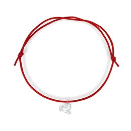 Beka & Bell BEKA & BELL Damen Armband "925 Sterling Silber Glänzend Taube Textil 14-28cm", 14-28cm, Silber 925 (Sterlingsilber), rot, Silber 925
