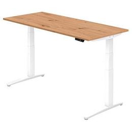 Hammerbacher XBHM19 elektrisch höhenverstellbarer Schreibtisch asteiche rechteckig, C-Fuß-Gestell weiß 180,0 x 80,0 cm