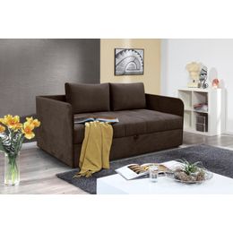 Schlafsofa Alina "Marla", braun (dunkelbraun xbo 4), B:209cm H:73cm T:95cm, Struktur fein XBO (100% Polyester), Sofas, Schlafsofa, inkl. Stauraum und 2 R&uuml;ckenkissen