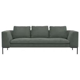 3-Sitzer FLEXLUX "Loano, superbequemer Sitzkomfort durch Kaltschaum im Sitz" Sofas Gr. B/H/T: 238cm x 86cm x 106cm, Struktur, grün (dusty grün) modernes Sofa, frei im Raum stellbar, lose Kissen