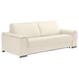 2,5-Sitzer Egoitaliano "Cecilia, modern und elegant mit erstklassigem Sitzkomfort" Sofas Gr. B/H/T: 234cm x 85cm x 102cm, Leder BULL, beige (cremeweiß) mit verchromten Metallfüßen