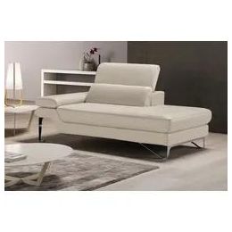 Ottomane Egoitaliano "Princess, elegantes Designsofa mit erstklassigem Sitzkomfort" Sofas Gr. B/H/T: 177cm x 95cm x 108cm, Leder BULL, Armlehne links, weiß (paper) inkl. verstellbarem Kopfteil und edle Designmetallfüße