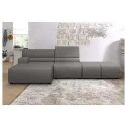 Ecksofa Egoitaliano "Babouche, Designsofa mit außergewöhnlichem Sitzkomfort zum Wohlfühlen" Sofas Gr. B/H/T: 384cm x 80cm x 98cm, Luxus-Microfaser Lederoptik, Recamiere links, grau (steingrau)