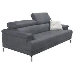 2,5-Sitzer Egoitaliano "Soul, Design und Sitzkomfort auf hohem Niveau, tolle Details" Sofas Gr. B/H/T: 200cm x 76cm x 106cm, Luxus-Microfaser Lederoptik, mit Kopfteilverstellung, grau (opal grau) inkl. Kopfteilverstellung für noch mehr Komfort, Designfuß