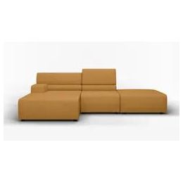 Ecksofa Egoitaliano "Babouche, Designsofa mit außergewöhnlichem Sitzkomfort zum Wohlfühlen" Sofas Gr. B/H/T: 287cm x 80cm x 98cm, Luxus-Microfaser Lederoptik, Recamiere links, gelb