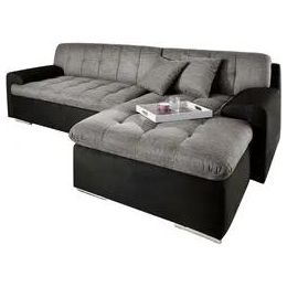 Ecksofa Trendmanufaktur "Rave, aufwendige Sitz und Rückenpolsterung, bequem,, L-Form" Sofas Gr. B/H/T: 245cm x 77cm x 90cm, Luxus-Microfaser ALCAZAR-Struktur, Recamiere rechts, ohne Bettfunktion, schwarz (schwarz, pepper) wahlweise mit Bettfunktion