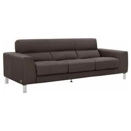 3-Sitzer Calia italia "Simon, toller Sitzkomfort, italienisches Designsofa" Sofas Gr. B/H/T: 232cm x 81cm x 94cm, Leder BULL, braun in zwei Lederqualitäten