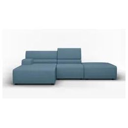 Ecksofa Egoitaliano "Babouche, Designsofa mit außergewöhnlichem Sitzkomfort zum Wohlfühlen" Sofas Gr. B/H/T: 287cm x 80cm x 98cm, Luxus-Microfaser Lederoptik, Recamiere links, blau (hellblau)