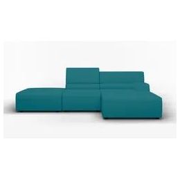 Ecksofa Egoitaliano "Babouche, Designsofa mit außergewöhnlichem Sitzkomfort zum Wohlfühlen" Sofas Gr. B/H/T: 287cm x 80cm x 98cm, Leder CAREZZA, Recamiere rechts, blau (türkis)