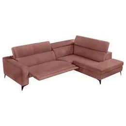 Ecksofa Egoitaliano "Edith, Designsofa mit hohem Sitzkomfort, L-Form" Sofas Gr. B/H/T: 269cm x 96cm x 203cm, Luxus-Microfaser BLUSH, Ottomane rechts, braun (cedar wood) inkl. elektrischer Relaxfunktion und manuell verstellbaren Kopfteilen