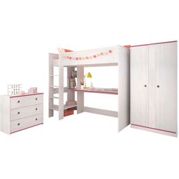 Jugendzimmer-Set Parisot "Smoozy" Schlafzimmermöbel-Sets weiß (weiß mit kieferstruktur) Baby