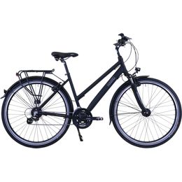 Trekkingrad HAWK Bikes "Trekking Lady Premium Black" Fahrräder Gr. 44cm, 28 Zoll (71,12cm), schwarz für Damen und Herren