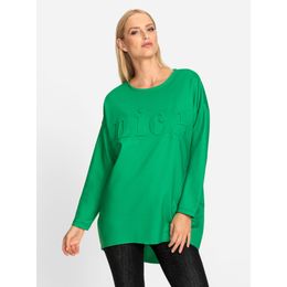 Heine Witt Damen Longshirt mit Pr&auml;gung, grasgr&uuml;n, Gr&ouml;&szlig;e 42