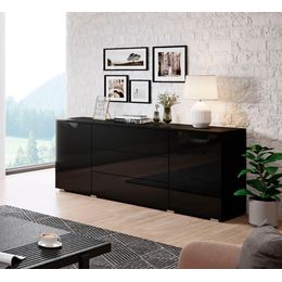 Sideboard Inosign "PARIS" Sideboards Gr. B/H/T: 150 cm x 68 cm x 39 cm, hochglänzend-matt, 3, schwarz (graphite matt, hochglanz) Moderne 150cm breite grifflose Kommode, vielseitig einsetzbar